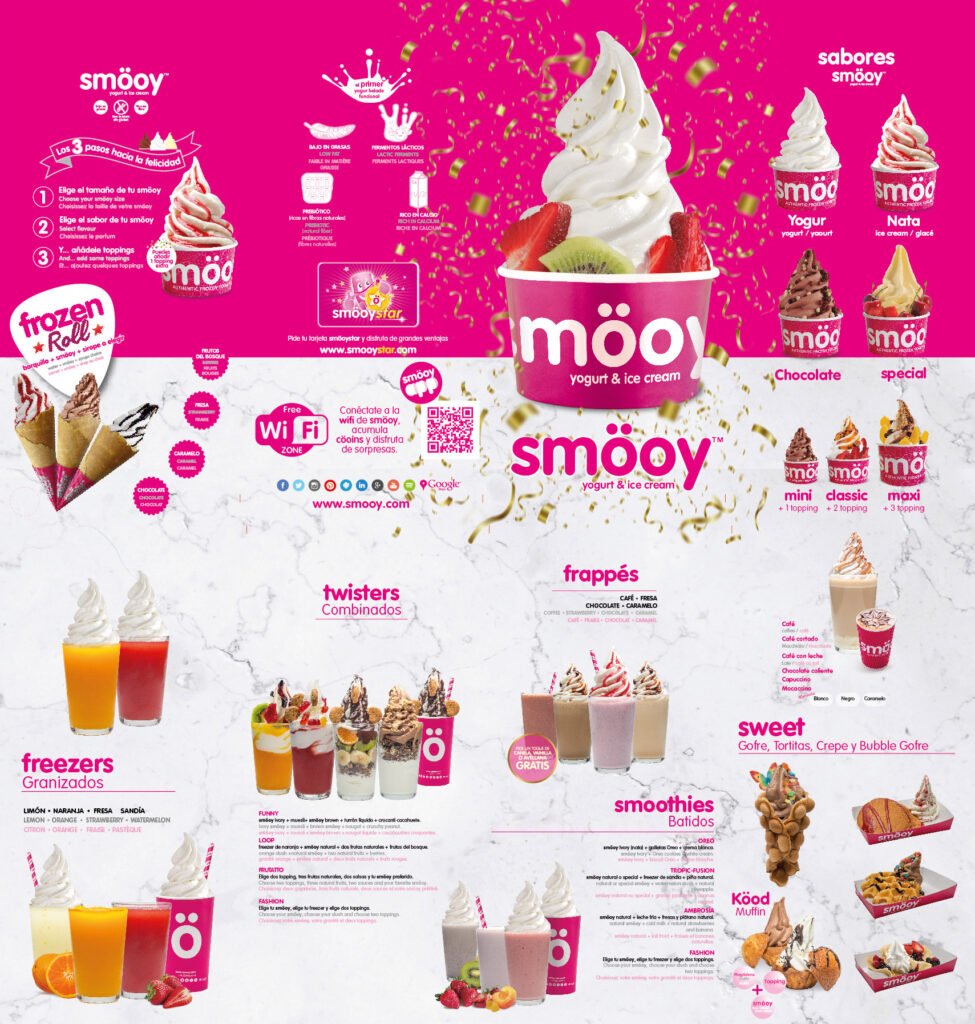 Carta Productos smöoy | Franquicia yogur helado | smooy