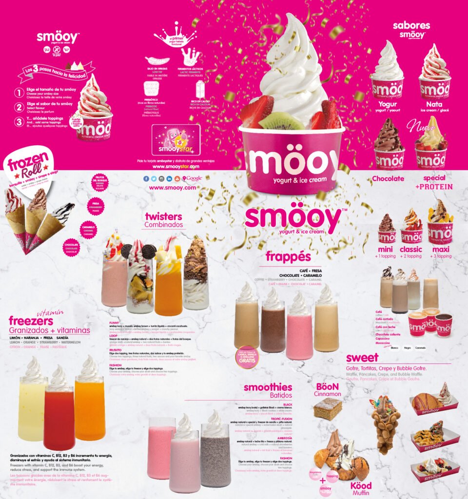 Smöoy Products Menu | Frozen yogurt franchise | smooy