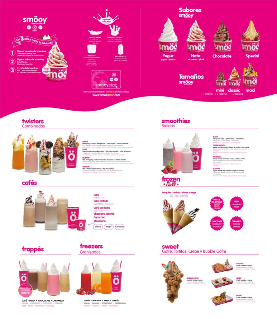 Carta Productos smöoy | Franquicia yogur helado | smooy